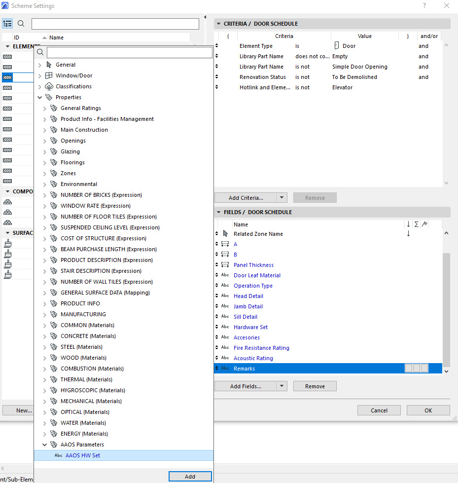 View hardware in the Door Schedule in Archicad® | Openings Studio Knowledge Base
